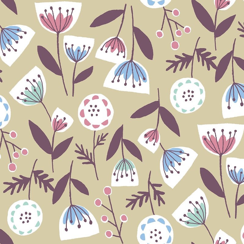 Cosmo Textile PYGMY WORLD Scandi Style Floral - Pale Banana | Nuno Nuno